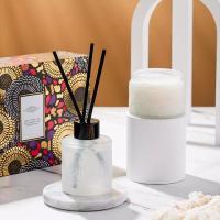 China Luxury Embossed Reed Diffuser Bottle And Aromatic Soybean Candle Gift Set for sale