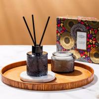 China Luxury Embossed Reed Diffuser Bottle And Aromatic Soybean Candle Gift Set for sale
