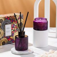 China Handmade Glass Jar Scent Candles Diffuser For Embossed Star Cup Gift Set for sale