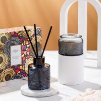 China Handmade Glass Jar Scent Candles Diffuser For Embossed Star Cup Gift Set for sale