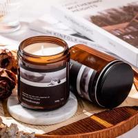 China Aromatherapy  Amber Glass Jar Scented Candle Wholesale Luxury Scented Candles for sale