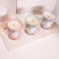 China Handmade Soy Wax Scented Candles Applique Glass Cup Home Smokeless Romantic for sale