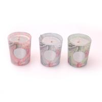 China Handmade Soy Wax Scented Candles Applique Glass Cup Home Smokeless Romantic for sale
