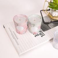 China Handmade Soy Wax Scented Candles Applique Glass Cup Home Smokeless Romantic for sale