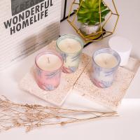 China Handmade Soy Wax Scented Candles Applique Glass Cup Home Smokeless Romantic for sale