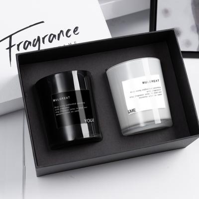 China Amazon Classic Black And White Luxury Glass Gift Box Scented Candle 7cm*8cm for sale