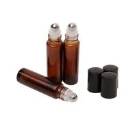 China Black Plastic Cap 10ml Amber Glass Roller Ball Bottles for sale