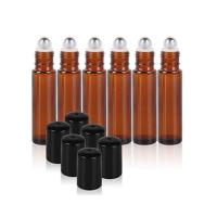 China Black Plastic Cap 10ml Amber Glass Roller Ball Bottles for sale