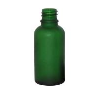 China 30ml Round Shape Green Frosted Glass Bottles For Essential Oils for sale