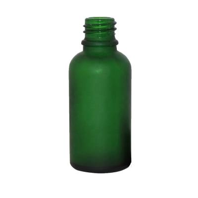 China 30ml Round Shape Green Frosted Glass Bottles For Essential Oils for sale