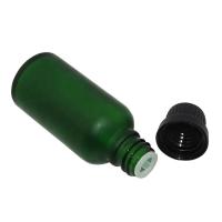 China 30ml Round Shape Green Frosted Glass Bottles For Essential Oils for sale