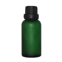 China 30ml Round Shape Green Frosted Glass Bottles For Essential Oils for sale