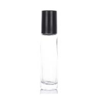 China Transparent Black Plastic Cap 10ml Glass Roller Ball Bottles for sale