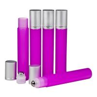 China Purple Stainless Steel 10ml Glass Roll On Bottle for sale