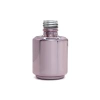 China 15ML SHINY PINK UV PLATING LUXURY EMPTY ROUND NAIL POLISH GLASS BOTTLES WITH BRUSH for sale