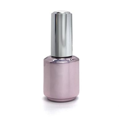 China 15ML SHINY PINK UV PLATING LUXURY EMPTY ROUND NAIL POLISH GLASS BOTTLES WITH BRUSH for sale