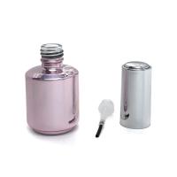 China 15ML SHINY PINK UV PLATING LUXURY EMPTY ROUND NAIL POLISH GLASS BOTTLES WITH BRUSH for sale