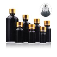 China 15ml 30ml 60ml 120ml Black Essential Oil Boston Round Glass Bottles for sale
