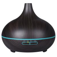 China Popular decorative 300ml 7 Led Color Cool Mist Wood Grain Oil Diffuser for sale