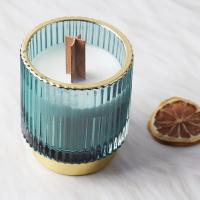 China Embossed Glass Scented Candle Jar Soy Wax With Box Bottles Long Lasting for sale