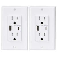 China Fast Charging USB Wall Outlet with Type-C Port - 15A 125V AC Rating, 4.2A Max Output for sale