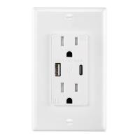 China Fast Charging USB Wall Outlet with Type-C Port - 15A 125V AC Rating, 4.2A Max Output for sale