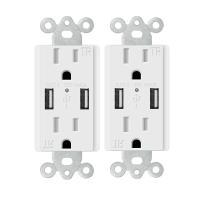 China PC ABS Electrical USB Wall Outlet 15A 120V with Dual 5V DC 4.2A Ports for Hotel and Commercial Use for sale