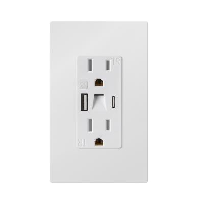 China Plastic Electrical USB Power Socket 15A 125V with Night Light and 5V 4.2A USB Charging for sale