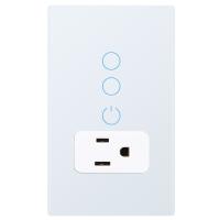 China Glass Touch 2-Gang WiFi Switch Socket with 15A/10A Capacity and Voice Control for Smart Home Automation for sale