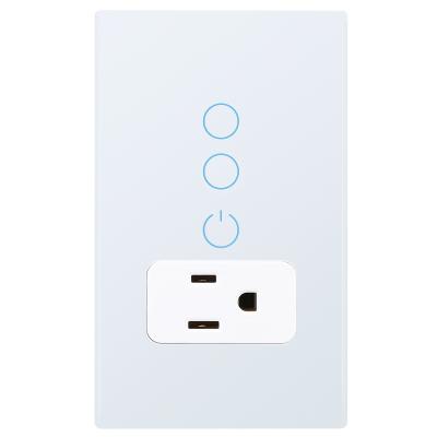 China Glass Touch 2-Gang WiFi Switch Socket with 15A/10A Capacity and Voice Control for Smart Home Automation for sale
