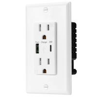 China PD20W Fast Charging USB Socket 15A 100-240V with Type-C and QC3.0 Dual Port Charging for sale