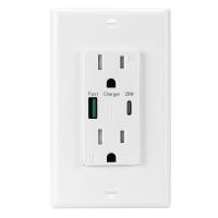 China PD20W Fast Charging USB Socket 15A 100-240V with Type-C and QC3.0 Dual Port Charging for sale