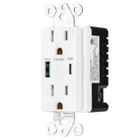 China PD20W Fast Charging USB Socket 15A 100-240V with Type-C and QC3.0 Dual Port Charging for sale