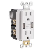 China 15A 120V GFCI Outlet with 2 USB Ports - Tamper Resistant Self-Test Electrical Receptacle for sale