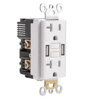 China 20A GFCI Receptacle with 5V 2.4A USB Ports - Tamper Resistant Self-Test Outlet for Home & Commercial Use for sale