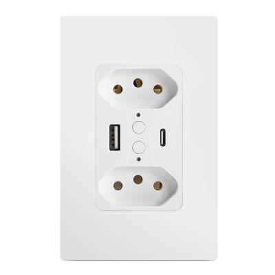 China Anatel Tuya WiFi Brazilian Wall Outlet with USB and Type-C Socket - 10A 110-240V Smart Power Outlet for sale