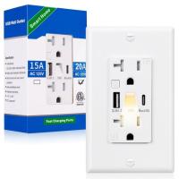 China Wall Mounted Night Light USB Outlet 20A 125V with 2700K Warm White Lighting and Tamper-Resistant Design for sale