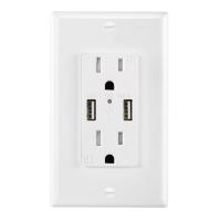 China PC ABS Secure Type A USB Wall Outlet 15A 125V AC 60Hz with Dual 4.2A USB Charging Ports for sale
