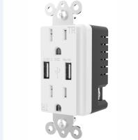 China ETL Listed Dual USB Wall Outlet 5V 4.8A 15A with UL 498 & CSA Certification for Hotels and Commercial Use for sale