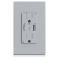 China Tamper Resistant Fast Charging USB Socket Wall Outlet 15A 120V with Dual 5V/5A Ports for sale