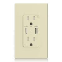 China Tamper Resistant Fast Charging USB Socket Wall Outlet 15A 120V with Dual 5V/5A Ports for sale