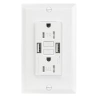 China 15A GFCI Electrical Outlet with 2 USB Ports - 125V 60Hz Self-Testing Safety Socket for Wet Areas for sale