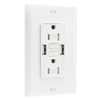 China 15A GFCI Electrical Outlet with 2 USB Ports - 125V 60Hz Self-Testing Safety Socket for Wet Areas for sale