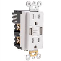 China 15A GFCI Electrical Outlet with 2 USB Ports - 125V 60Hz Self-Testing Safety Socket for Wet Areas for sale