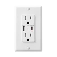 China 15A AC Wall Outlet with 2 USB Charging Ports - 125V PC+ABS Construction - UL 498 Certified for sale