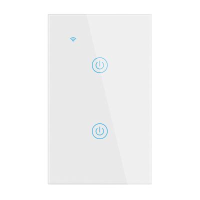 China WiFi 2 Gang Smart Switch No Neutral Wire Required 110V-250V AC 600W Load Capacity for sale