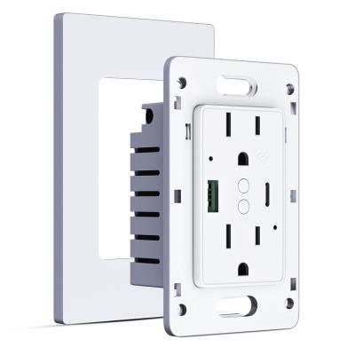 China 15A 125V WiFi Smart Outlet with PD20W Fast Charging - Voice Control & App Remote Management for sale