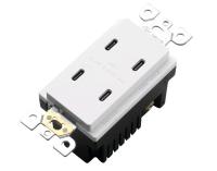 China Wall Mounted 4-Port USB Charging Outlet with 5V DC 4.8A Output and 125V AC Socket for sale