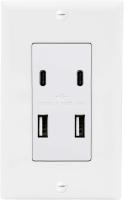 China Wall Mounted 4-Port USB Charging Outlet with 5V DC 4.8A Output and 125V AC Socket for sale