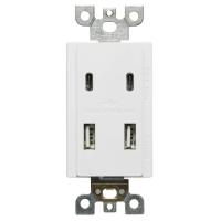 China Wall Mounted 4-Port USB Charging Outlet with 5V DC 4.8A Output and 125V AC Socket for sale